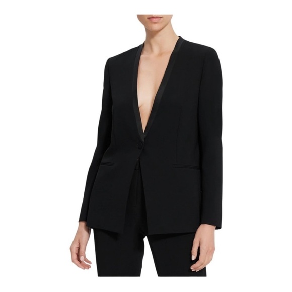 Theory | Jackets & Coats | Theory Tuxedo Jacket In Admiral Crepe With Satin Trim 6 | Poshmark